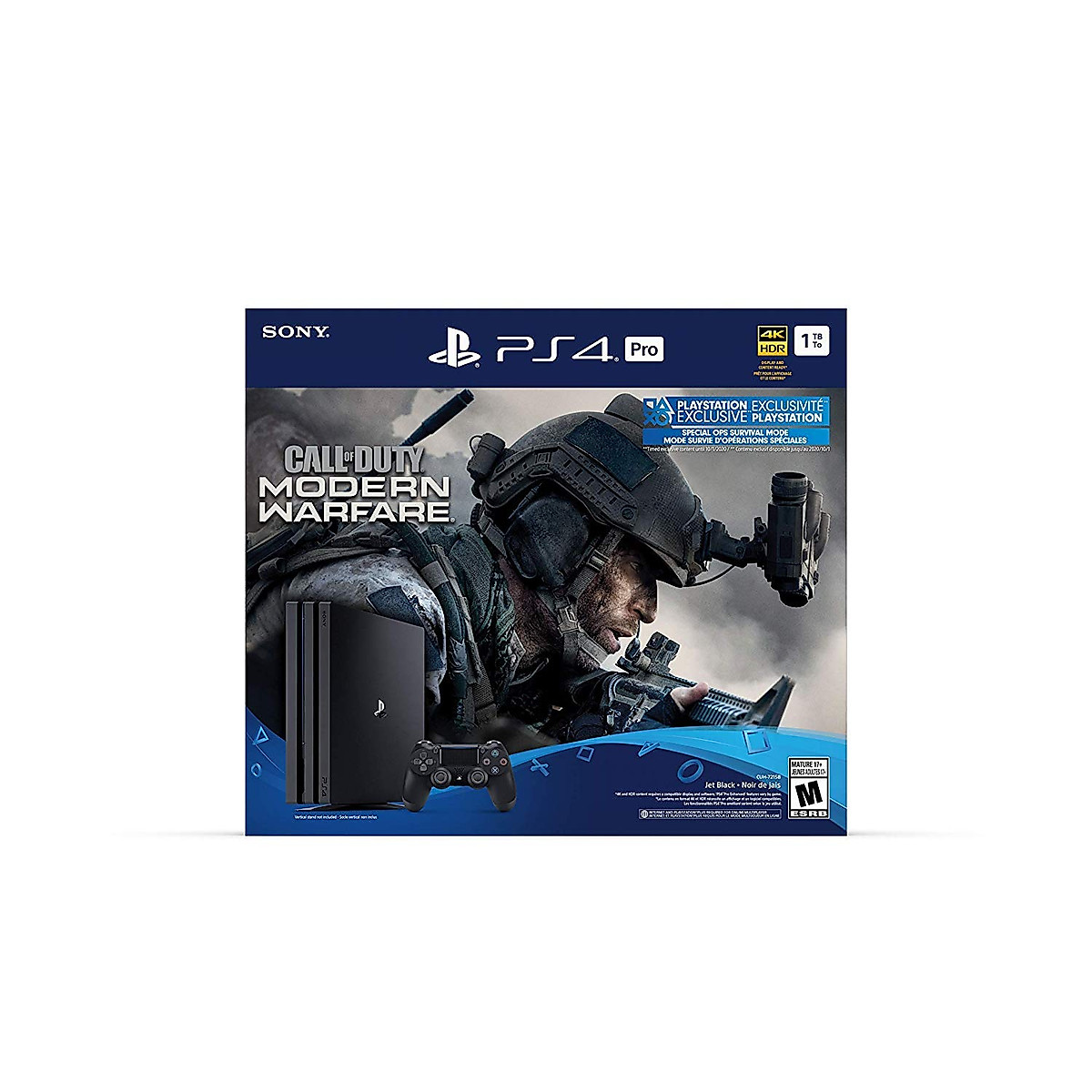 PlayStation 4 Pro 1TB Call of Duty Modern Warfare Holiday Bundle: PlayStation 4 1TB Pro Console Jet Black, Call of Duty: Modern Warfare, Two DUALSHOCK 4 Wireless Controller