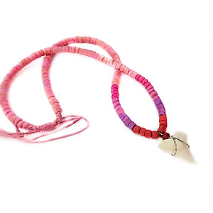 Swimmi Genuine Shark Tooth Necklace for Men, Great White Shark Tooth Necklace, Handmade Wooden Beads adjustable Cords Shark Tooth Necklace for Women Jewelry BA370