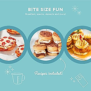 Delish By Dash Waffle Bite Maker, Makes 9 x 2.4” Waffle Bites with Delish Recipes for Breakfast, Snacks, Dessert, and More - Blue