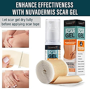 NUVADERMIS Silicone Scar Tape for Surgical Scars - 120" x 1.5" Roll - Extra Long Scar Sheets for C-Section, Tummy Tuck, Keloid, and Surgical Scars - Reusable Medical Grade Silicone Scar Tape - 1 Pack