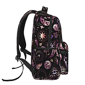 DADABULIU School Backpack Tarot Moon Butterfly Magic Goth for Women Girl Student Bookbag Durable Casual Daypack Teens College Lightweight Hiking Travel Bag Over 3 Years Old