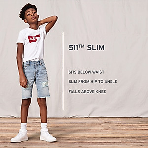 Levi's Boys' 511 Slim Fit Denim Shorts, Paper Shredder, 8
