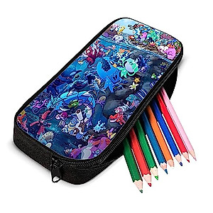 DOKERS 3PCS Lightweight Anime Backpack Set 17IN Cartoon Backpack with Lunch Bag and Pencil Case Color3