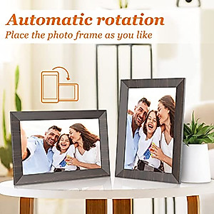 Digital Picture Frame 10.1 inch Frameo WiFi Digital Frame Electronic Picture Frame Wood Frames HD IPS 32GB Memory, Automatic Rotation Slide Show Adjustable Brightness, iOS and Android App