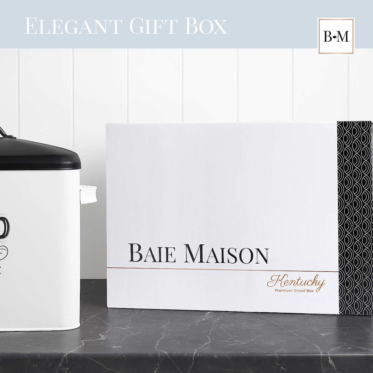 Extra Large White Bread Box with Black Lid - Bread Boxes for Kitchen Counter - Holds 2+ Loaves for All Your Bread Storage – Farmhouse Kitchen Vintage Bread Storage Container and Counter Organizer