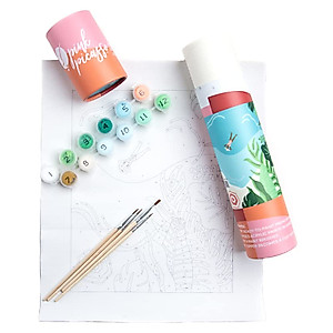 Pink Picasso Kits Mid Century Modern Paint by Number for Kids Ages 8-12 | DIY Beginners Kids Craft Kit Acrylic Paint Canvas Painting as Seen On Shark Tank | (Tropic Like It's Hot) 8x10-Paint Kit Set