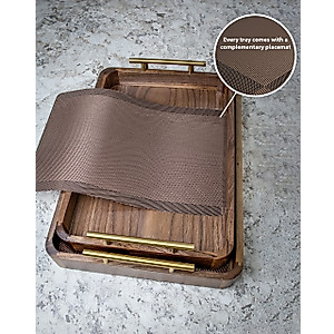 Generic Round Black Walnut Wood Serving Tray, Medium+Large