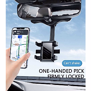 DAFUZ 360°Rotatable and Retractable Car Phone Holder, Car Rearview Mirror Phone Holder, Multifunctional Adjustable Phone Holder, Universal Phone Navigation GPS Holder for All Mobile