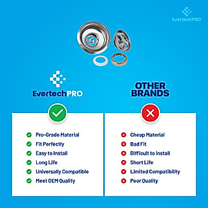 PLB22002 EvertechPRO Kitchen Sink Drain Assembly Kit - 4 1/2 Inch Sink Drain with Strainer Basket and Drain Stopper, Rustproof Stainless Steel, Easy to Install, Suitable for American Standard Sinks