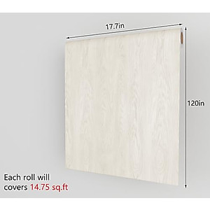 Decotalk White Wood Contact Paper 17.7"x120" Wood Grain Contact Paper Wood Wallpaper Peel and Stick White Contact Paper for Cabinets Wood Wallpaper for Walls Removable White Contact Paper Wood Look