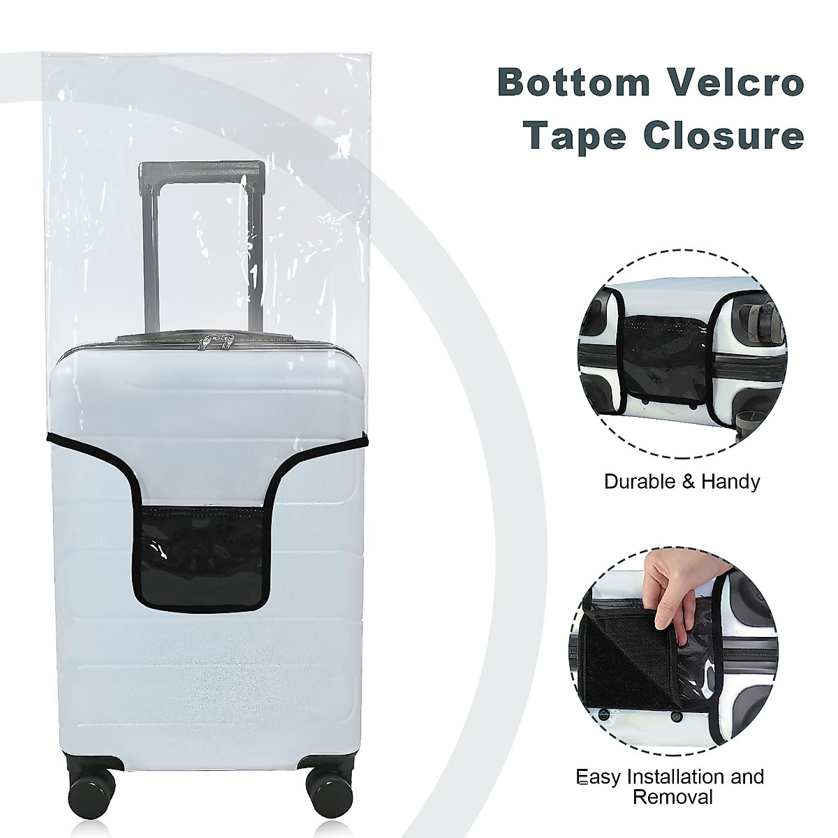 HYPER VENTURE Clear PVC Luggage Cover Full Transparent Suitcase Protector Fits 24 Inch Luggage, M