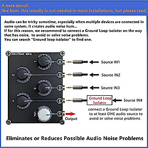mini 4-way audio mixer Stereo 4-in-1-out AUX, Passive 3.5mm line levels control