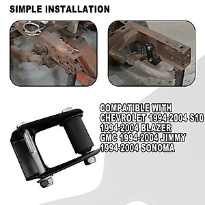 2pcs Rear Leaf Spring Shackle Kit (Left Driver & Right Passenger Side) for 1994-2004 S10 GMC Sonoma,1995-2005 Blazer,96-20 Isuzu Hombre, Jimmy Oldsmobile Bravada 1994-2001 Replaces 15665302 722-028