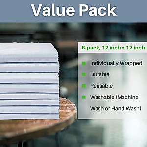 CATIFLIN 8 Pack Large Instrument Cleaning Cloth, Lint Free Guitar Cleaning Cloth, Soft Polishing Cloth For Flute, Cello, Viola, Violin, Trumpet, Clarinet, String Instruments (12"X12", Light Blue)