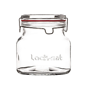 Luigi Bormioli Lock-Eat 50.75 oz Handy Jar (1 Piece) : Innovative Glass Lid, Easy to Close, Easy to Open, Dishwasher Safe, Microwave Safe, Canning Safe, Freezer Safe, Stackable Jars