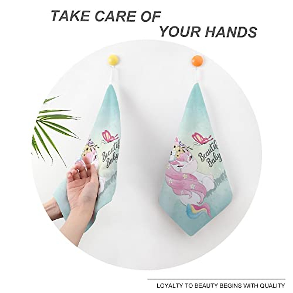 Lurnise Hand Towel Unicorn Butterfly Hand Towels Dish Towel Lanyard Design for Bathroom Kitchen Sports