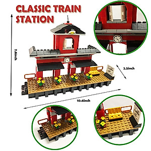 JIMUJIA Building Blocks Toys 583 Pieces Classic Train Set with Station Construction Brick Education Learning Toys for Kids 6+ Birthday for Boys and Girls Train Combination