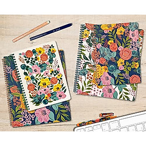 Steel Mill & Co Cute Large Spiral Notebook College Ruled, 11" x 9.5" with Durable Hardcover and 160 Lined Pages, Garden Blooms (Cream)