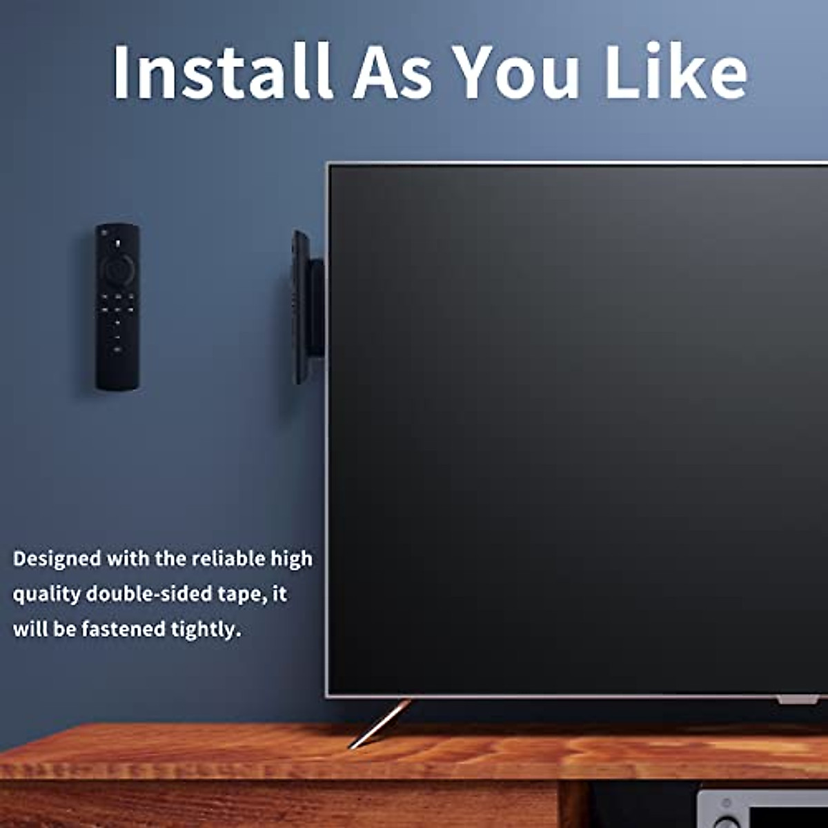 ZEAKOC Fire TV Magnetic Remote Holder, for All Versions of Amazon Remotes, for Roku TV Remotes, Strong Magnets, Quality Adhesive, Wall Mount Holder Black (Holder Only)