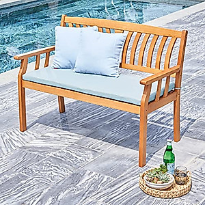 VIFAH V1963 Kapalua Honey Nautical Eucalyptus Wooden Outdoor Garden Bench