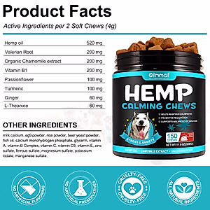 cgify Hemp Calming Chews for Dogs,150 Chews Hemp Dog Treats for Calming,Dog Anxiety Relief from Storms Barking Separation Thunder Travel,Golden Ratio Natural Ingredients,Peking Duck Flavor