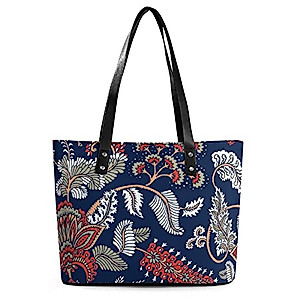 Womens Handbag Flowers Floral Print Leather Tote Bag Top Handle Satchel Bags For Lady