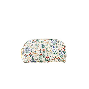 RIFLE PAPER CO. Small Cosmetic Pouch | Store Small Accessories, Gold Zipper, Printed In Full Color With Stylized Pattern & Foil Stamped Logo, Wipe Clean (7" L × 4.25" W × 2.5" H), Menagerie
