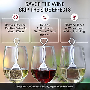 PureWine Red Wand Filters Histamines and Sulfites - May Reduce and Alleviate Wine Allergies & Sensitivities - Purifier Aerates Wine Restore Taste & Purity - Includes Wine Glass Charm Accessory
