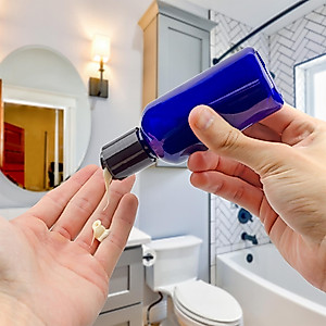 4oz Empty Cobalt Blue Plastic Squeeze Bottles with Disc Top Flip Cap (6 pack); BPA-Free Containers For Shampoo, Lotions, Liquid Body Soap, Creams