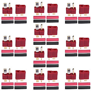 HobbyPark T-Plug Connectors w/Shrink Tubing (10 Pairs) & T Plug Connectors w/Battery Straps (2 Pairs)