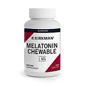 Kirkman - Melatonin 1 mg Chewable Tablets - 100 Tablets - Promotes Sleep - Refreshing Menthol Flavor - Hypoallergenic