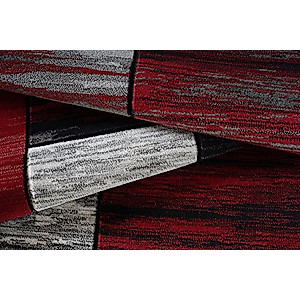 Ladole Rugs Geometric Design Contemporary Modern Copper Currant Area Rug - Amazing Carpet for Living Room, Bedroom, Kitchen, and Office - Red and Grey, 5x8(5'2" x 7'5", 160cm x 230cm)