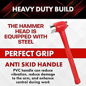 YIYITOOLS 24 oz Dead Blow Hammer Dual Head Ball Peen Blow Striking Flat Pein Non-Slip Handle,1.5 LB Orange (YY-7-001)