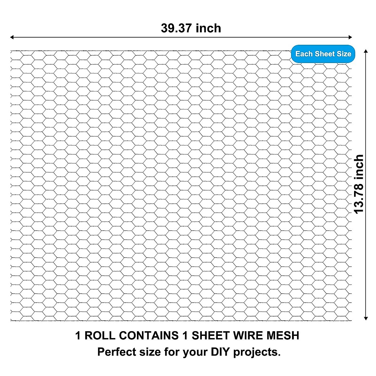 UWIOFF Chicken Wire Net for Craft Projects, Galvanized Hexagonal Chicken Wire Fence Netting with Fine Mesh, Floral Chicken Wire, Home and Garden Use with Bonus Gifts - 13.7'' W x 39.3'' L