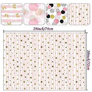 WAPLIGHAL Pink Birthday Wrapping Paper for Boys Girls Kids Men Women - Poka dots, Star, Gold Glittering Butterflies Design - Valentine's Day Birthdays, Holidays, Baby Showers Gift Wrap - 20 X 29 Inch Per Sheet (8 Precut Folded Sheets), Easy to Store