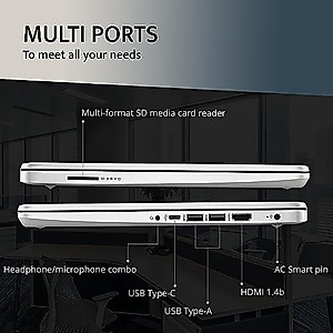 HP 2022 14" HD Laptop, 11th Gen Intel Core i5-1135G7, 16GB RAM, 512GB PCIe SSD, Intel Iris Xe Graphics, HD Webcam, Windows 11, Silver, 32GB Snowbell USB Card