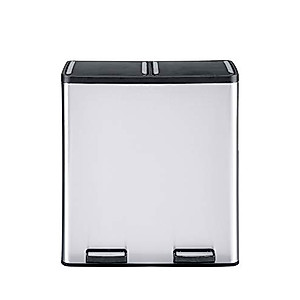 The Step N' Sort 18.5 Gallon Extra Large Capacity, Soft-Step, Dual Trash and Recycling Bin with Removable Inner Bins Silver