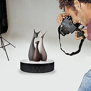 2 in 1 Motorized Rotating Display Stand with Mirror Sticker,Motorized Lazy Susan Turntable Spinning Display 5.74" with 8.7 Inch Replacement Cover for Photography Show Platform (Black,Without Remote)