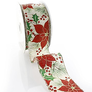 Ribbon Traditions Shimmer Poinsettia Wired Ribbon 2 1/2" by 10 Yards