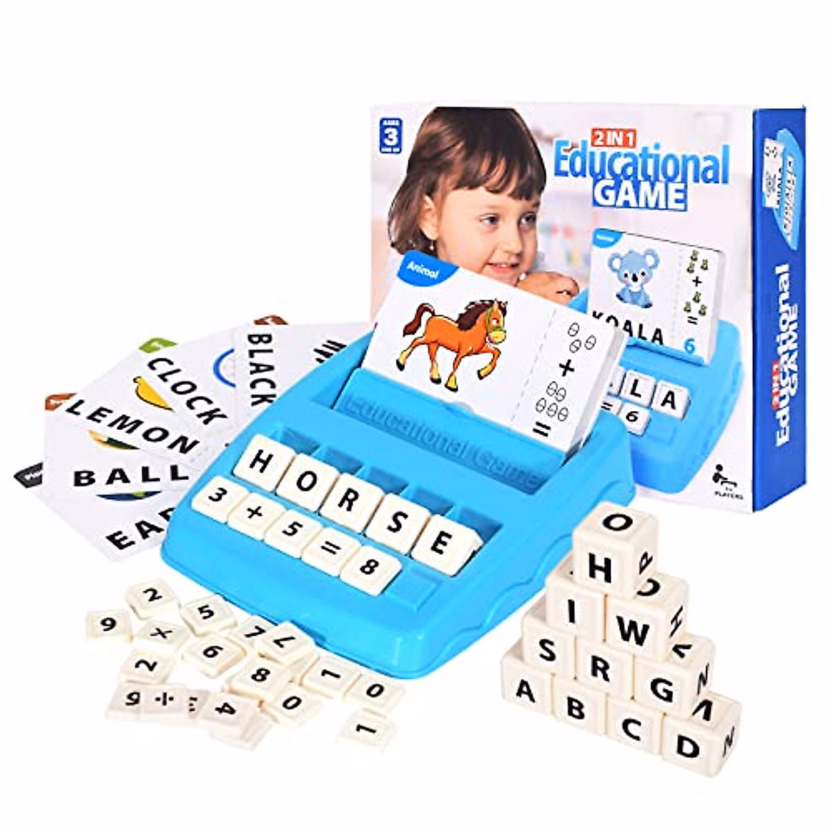 DEGIDEGI Matching Letter Games for Kids Age 3-8, 2 in 1 Spelling & Reading Educational Toys Flash Cards Number & Color Recognition Preschool Learning Sight Words Toys Birthday Gift for Toddlers