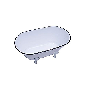 Foreside Home & Garden White Black Distressed Rim Enamel Decorative Bathtub
