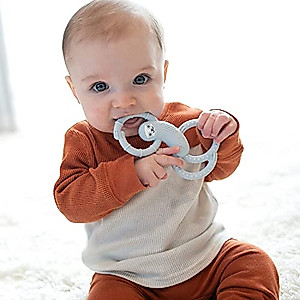 Dr. Brown's HappyPaci 100% Silicone Pacifier, Flexees Beaded Teether Rings, and Lovey Pacifier Holder & Teether Clip, Blue Sloth