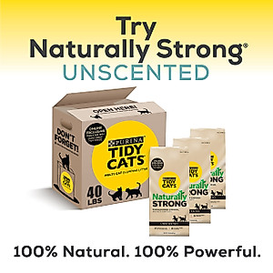 Tidy Cats Purina Natural Cat Litter, Naturally Strong Clean Lemongrass Scent Clay Cat Litter, Recyclable Box - (3) 13.33 lb. Bags