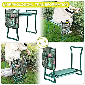 Asgens Garden Kneeler and Seat Stool with Large Tool Pocket and Soft Kneeling Pad Heavy Duty Garden Foldable Bench for Gardening Lovers
