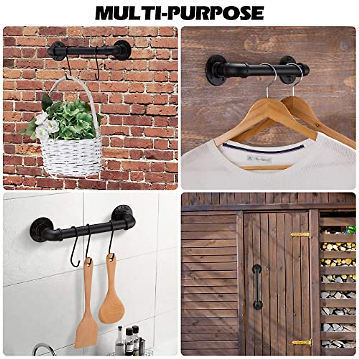 Licperron Barn Door Handle, Black Rustic Sliding Door Handles for Sliding Door, Interior Door, Garage, Towel, 2 Pack, 12 Inch