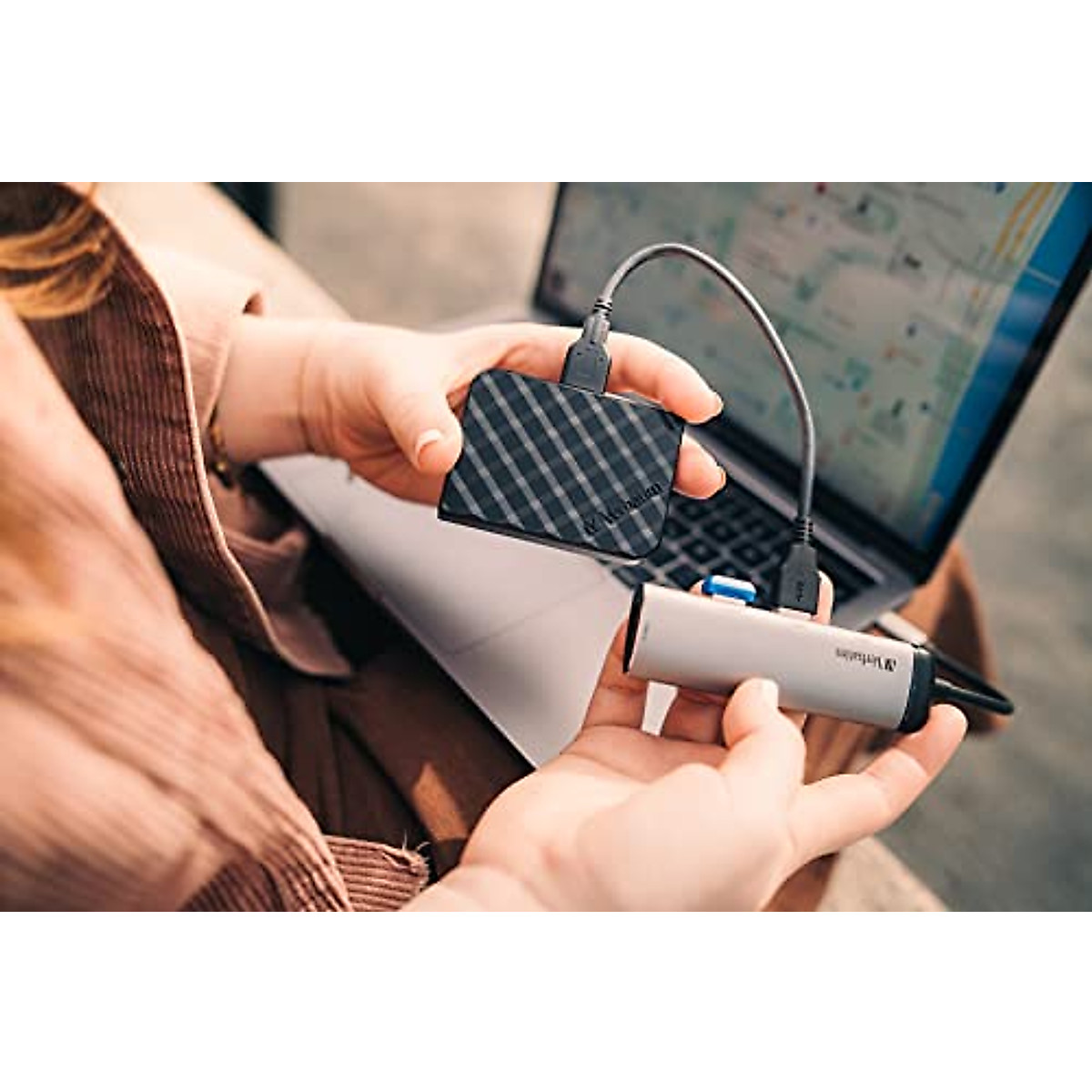 Verbatim USB-C Multiport Hub, USB C Adapter Made Aluminum for Laptops MacBooks and Smartphones, Multimedia Adapter Plug with Four USB 3.2 Gen 1 Ports, Silver