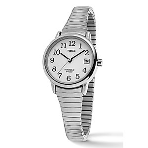 Timex Women's Easy Reader 25mm Watch – Silver-Tone Case White Dial with Tapered Expansion Band