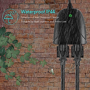 Outdoor Smart Plug, MXQ WiFi Smart Outlet with 2 Individual Sockets Works with Alexa Echo Google Home, IP44 Waterproof 2.4GHz Remote Control WiFi Smart Socket with Timer Function, FCC/RoHS Certified