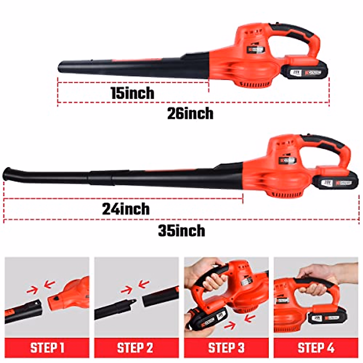 Leaf Blower, VOLTKORE 20V Cordless Leaf Blower, Electric Battery Powered Leaf Blower for Blowing Leaves, Dust in Lawn, Patio, Jobsite...(Quick Charger & 2 Battery Included)