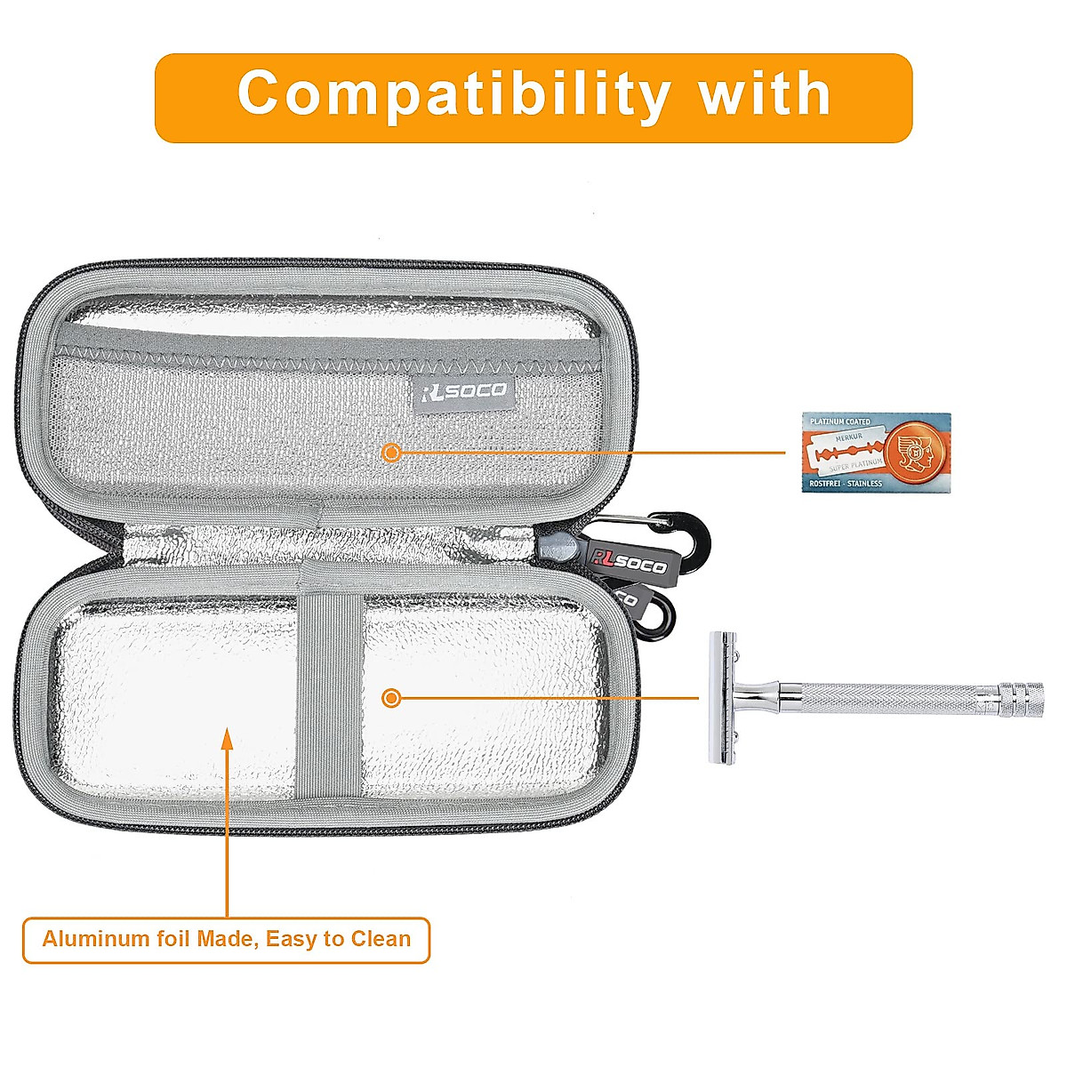 RLSOCO Case for Merkur Futur 23C/33C/34C/37C/38C Razor & works with Schick Razor